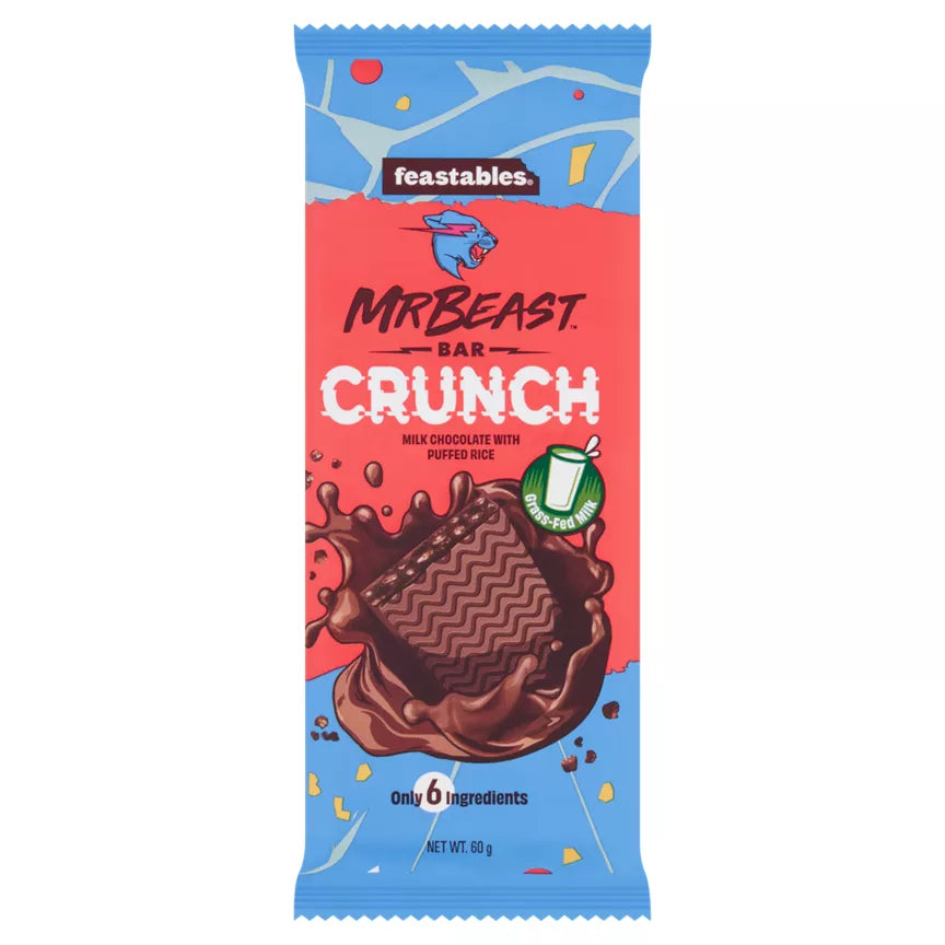 Feastables MrBeast Bar Crunch Milk Chocolate with Puffed Rice - 60g (U ...